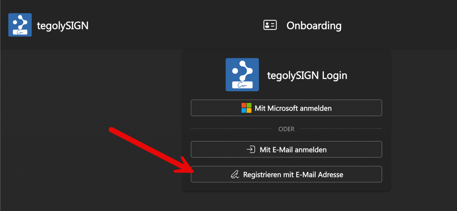 Wie melde ich mich an tegolySIGN an - tegolySIGN
